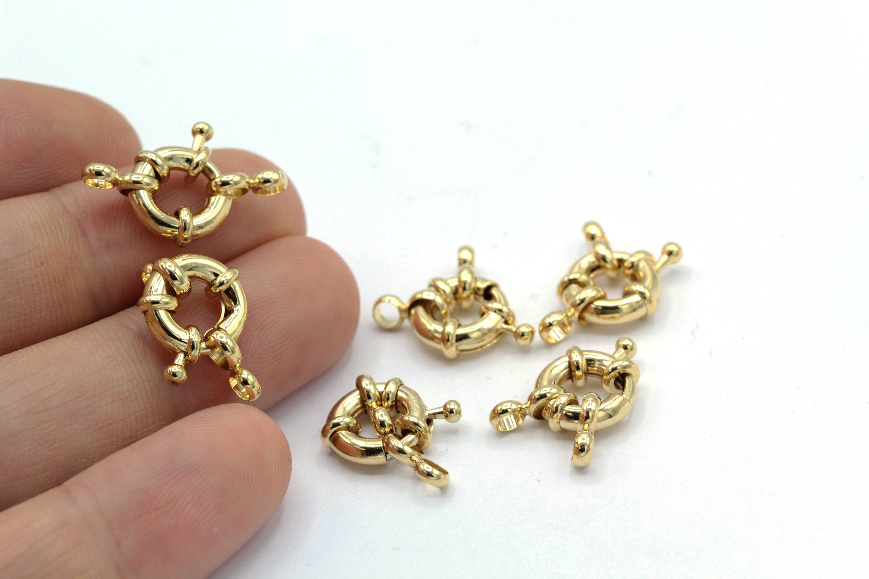 10mm 24 K Shiny Gold Plated Spring Clasp Round Clasp - Etsy