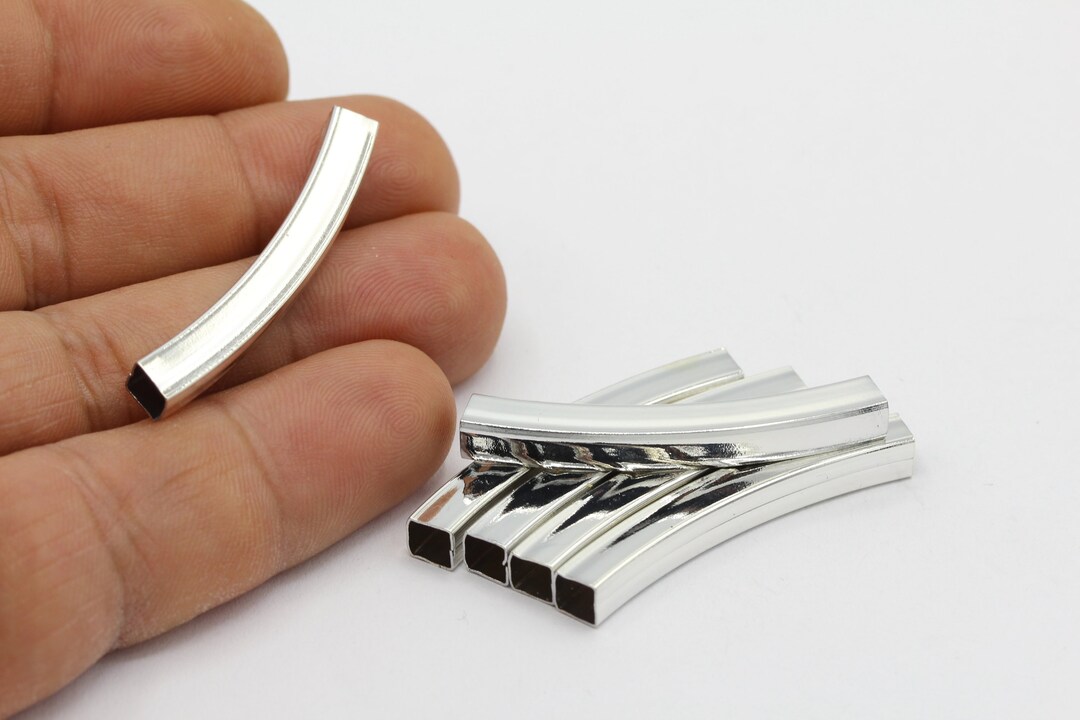 5x5x42mm Rhodium Plated Square Tubes , Long Tube Beads , Tubes - RDM221 ...