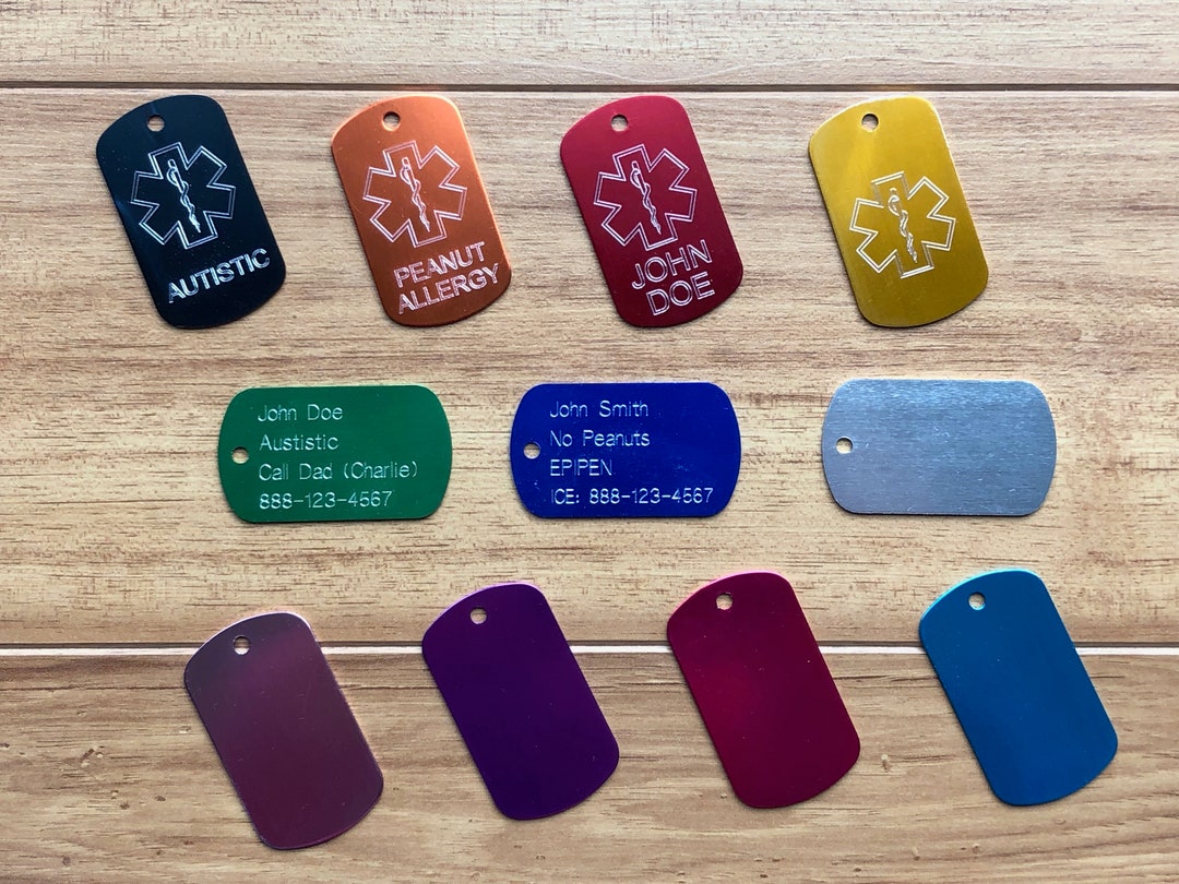 Custom Engraved Medical Alert Dog Tag Necklace: ID, Allergy, Diabetic ...