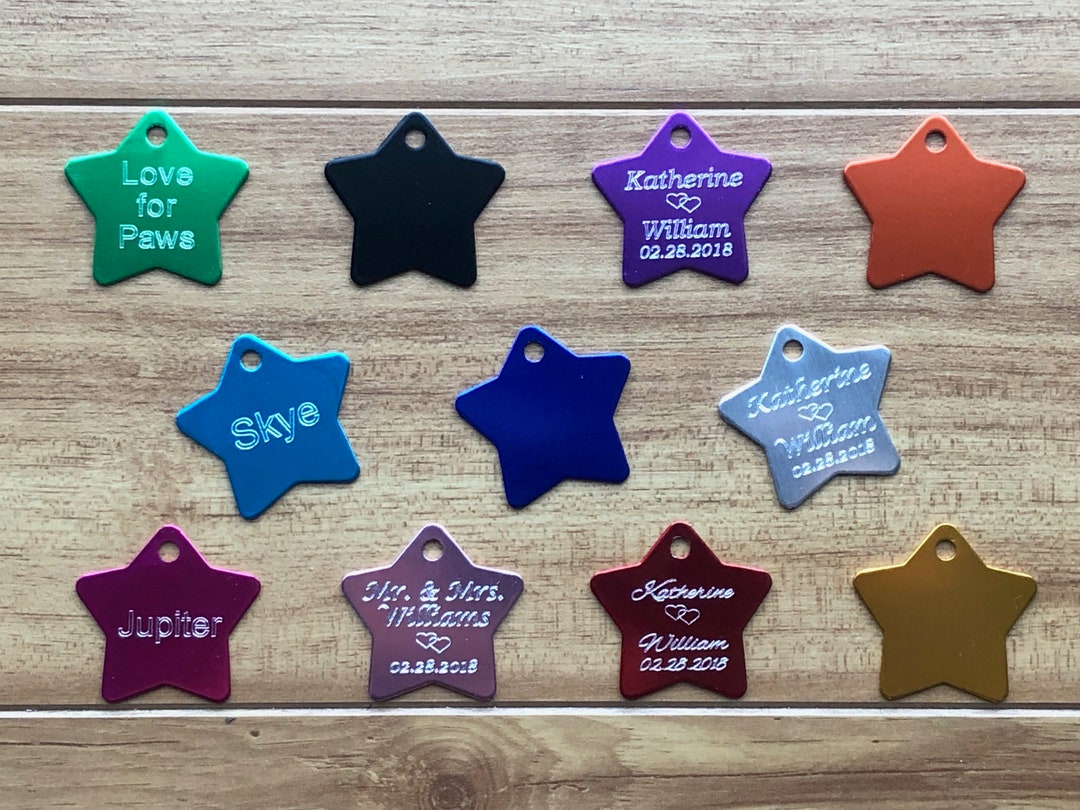 Star Pet ID Tag: Customized Engraved Dog Cat Name Collar - Etsy