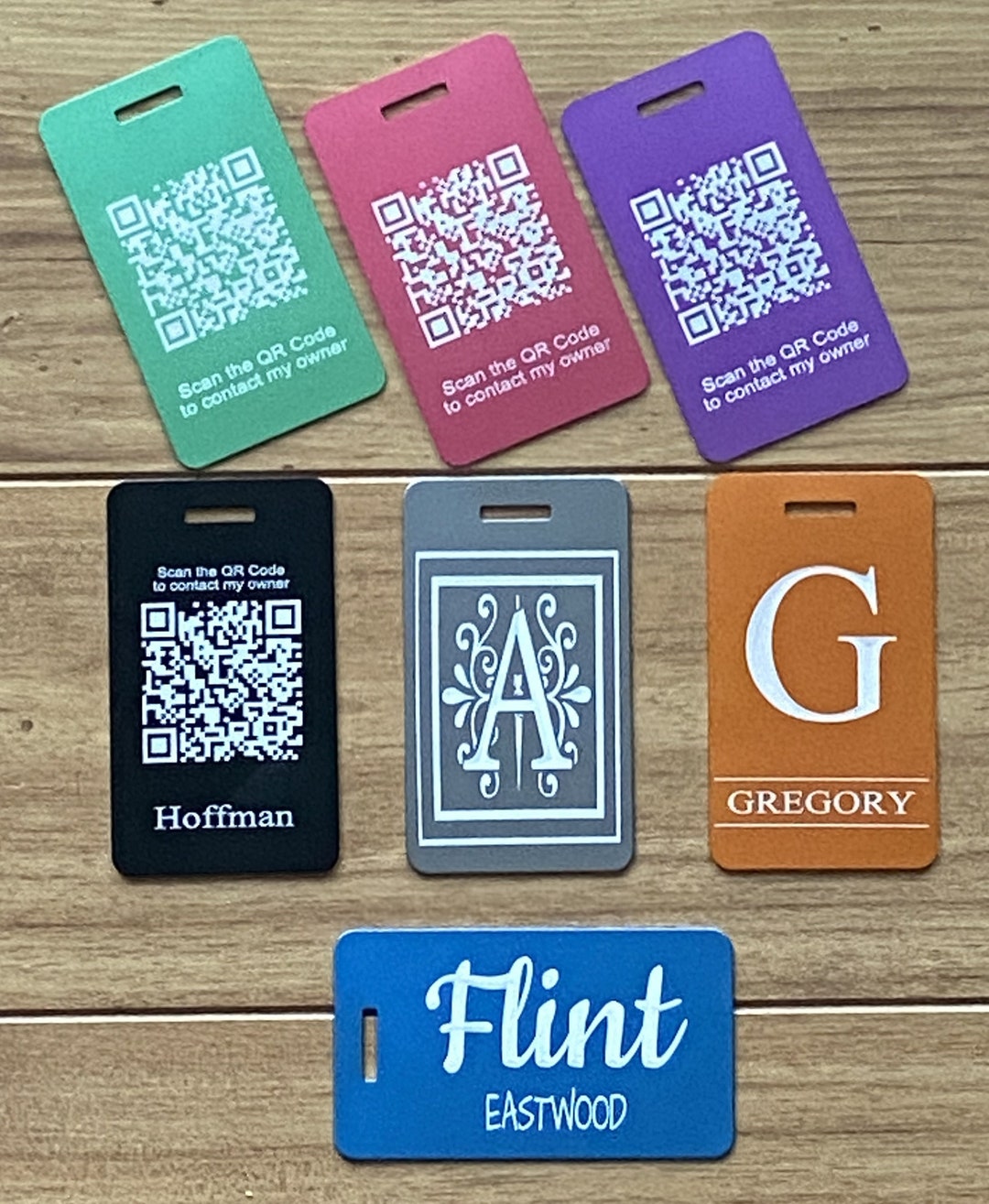 Personalized QR Code Aluminum Luggage Tag: Engraved Monogram Travel ID ...