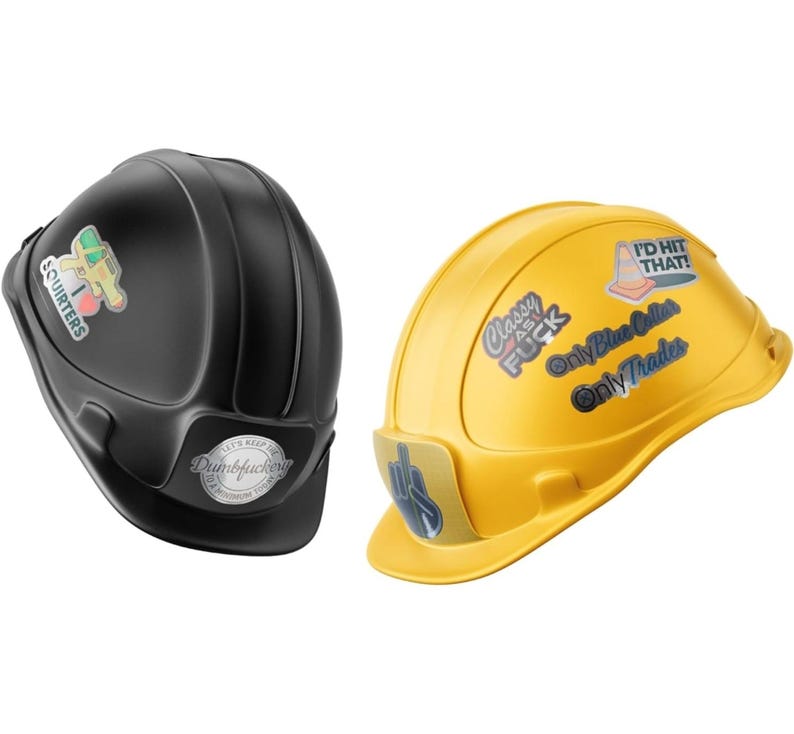 Dirty Hard Hat Stickers - Chrome Sarcastic Adult Stickers - White Vinyl ...