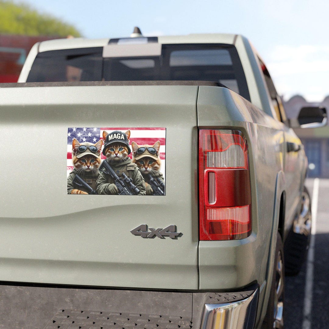 Military Patriotic MAGA Cat Trump Car Magnet, Fridge Magnet Patriotic ...