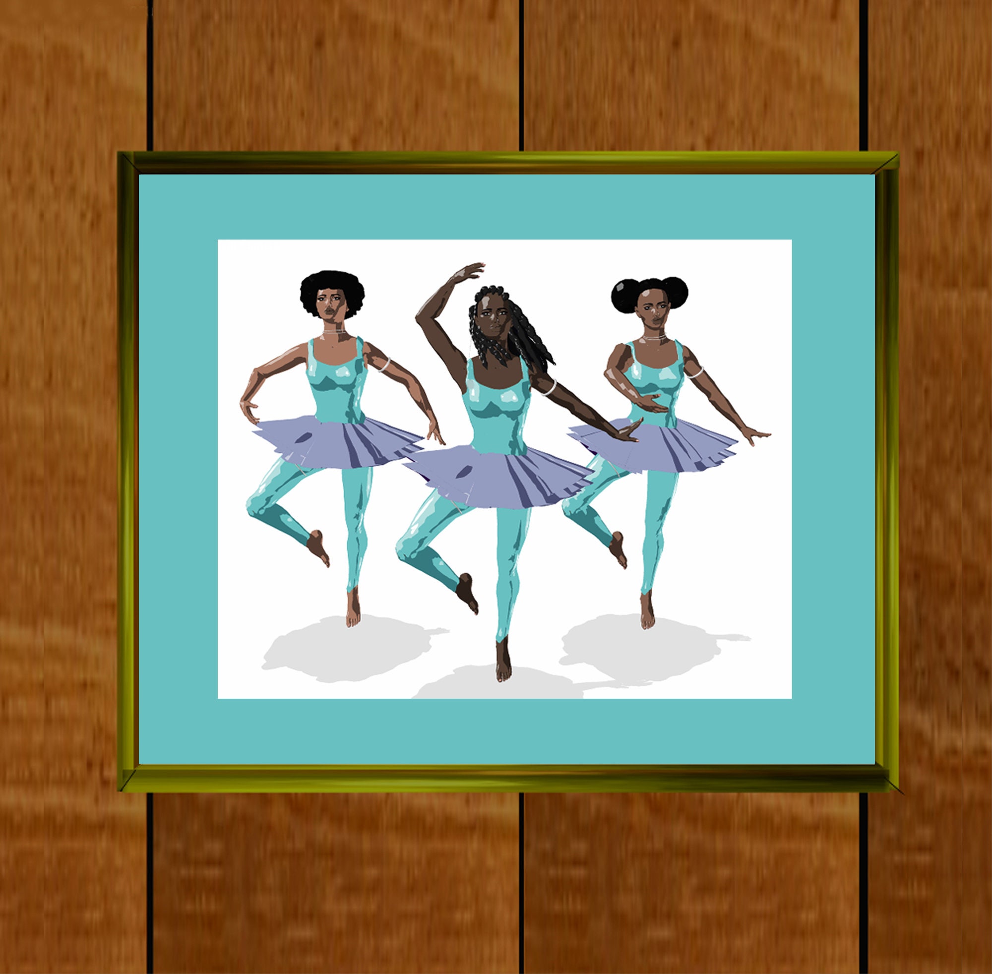 Black Ballerinas in Blue & Pink - African American Artwork - Instant ...