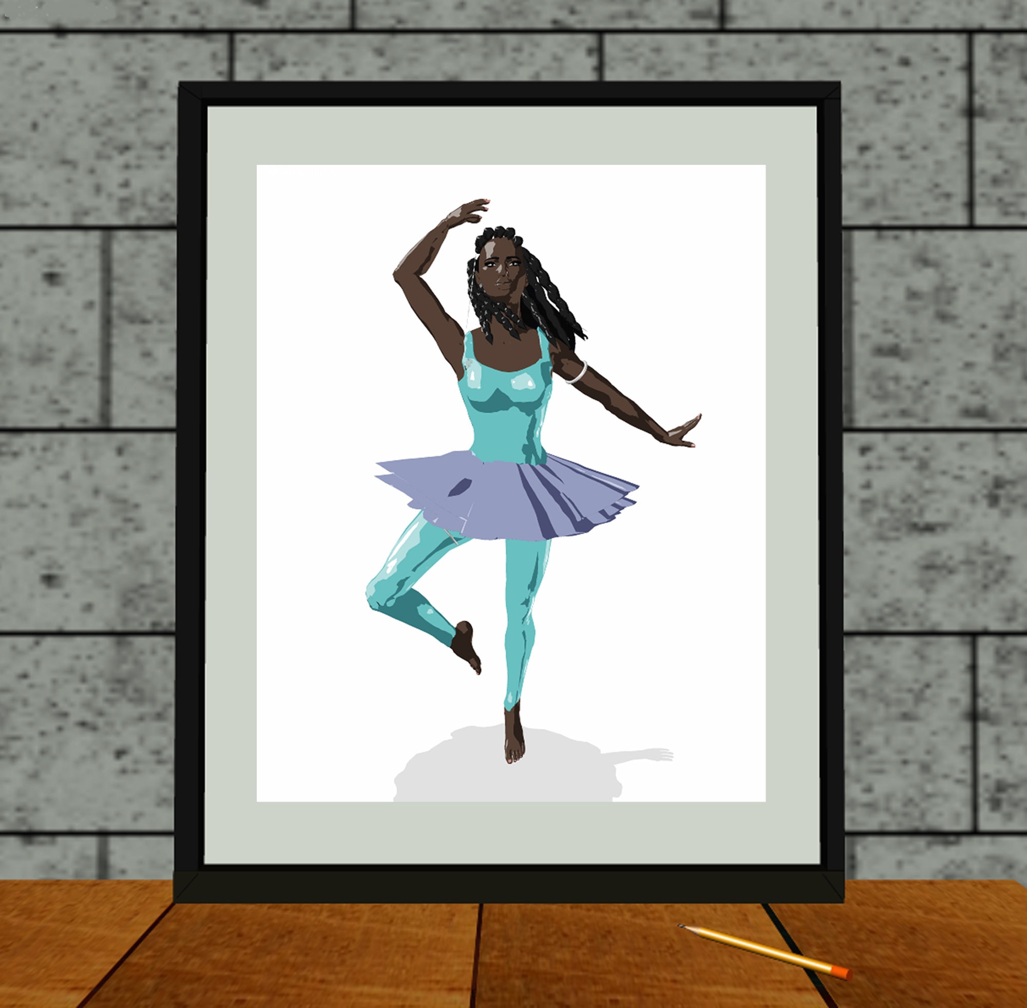 Black Ballerinas in Blue & Pink - African American Artwork - Instant ...