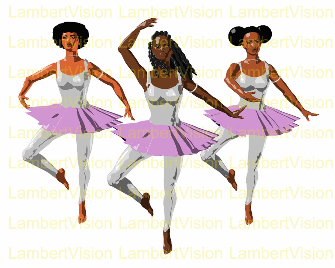 Black Ballerinas in Blue & Pink - African American Artwork - Instant ...