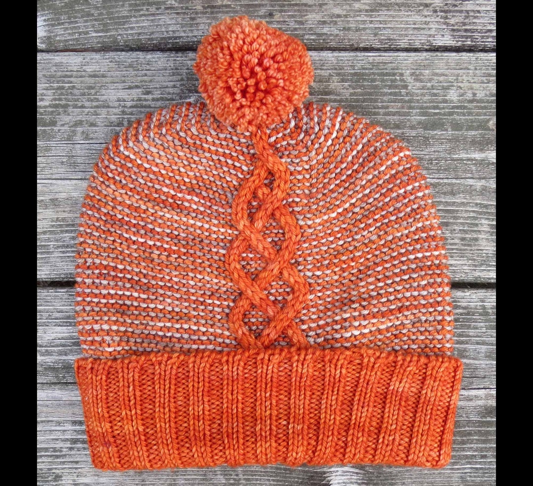 Knitting Hat Pattern, Cabled Hat for Kids and Adults, Colorwork Stripes ...
