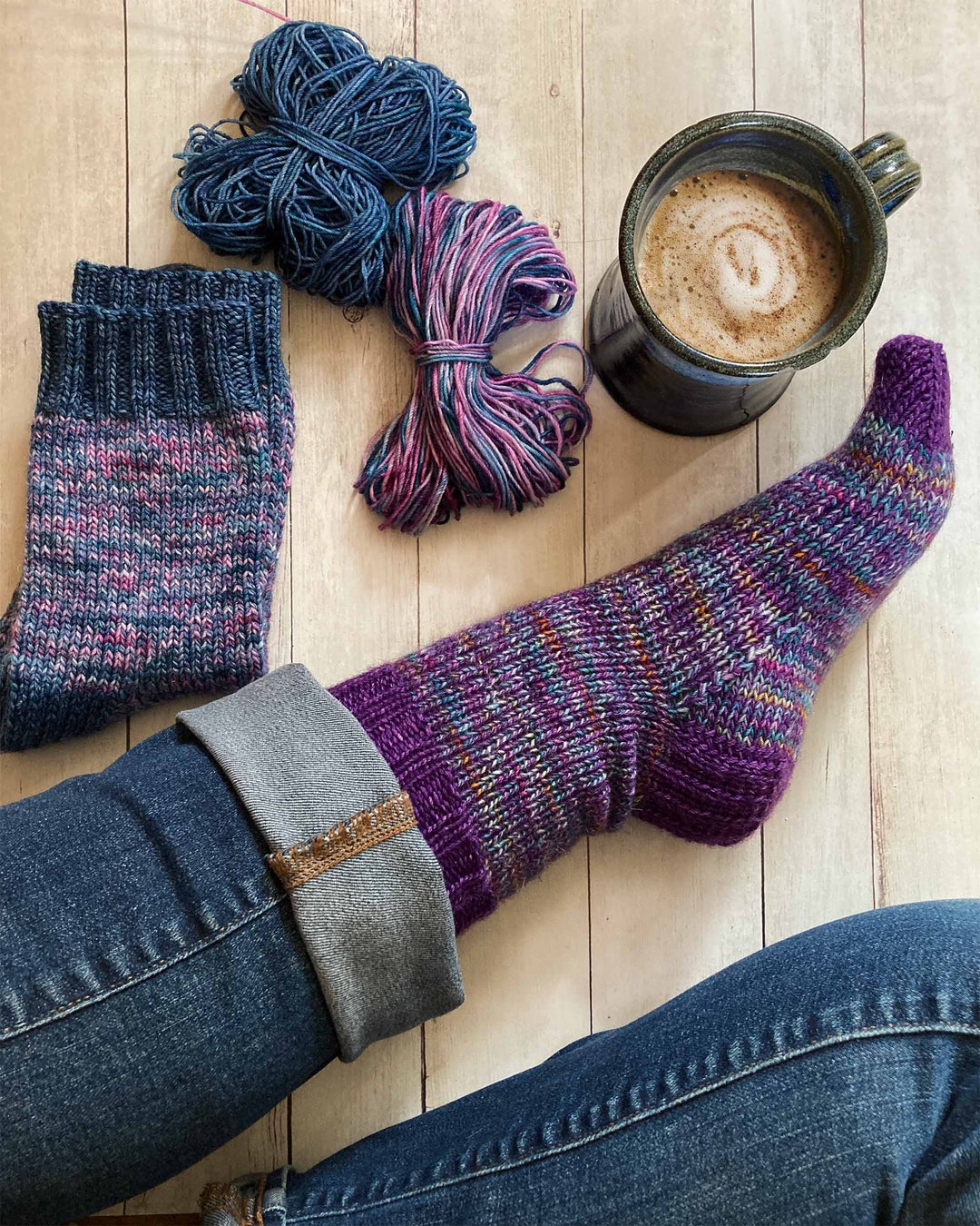 Thick Sock Knitting Pattern PDF, Double Exposure Marled Socks - Etsy