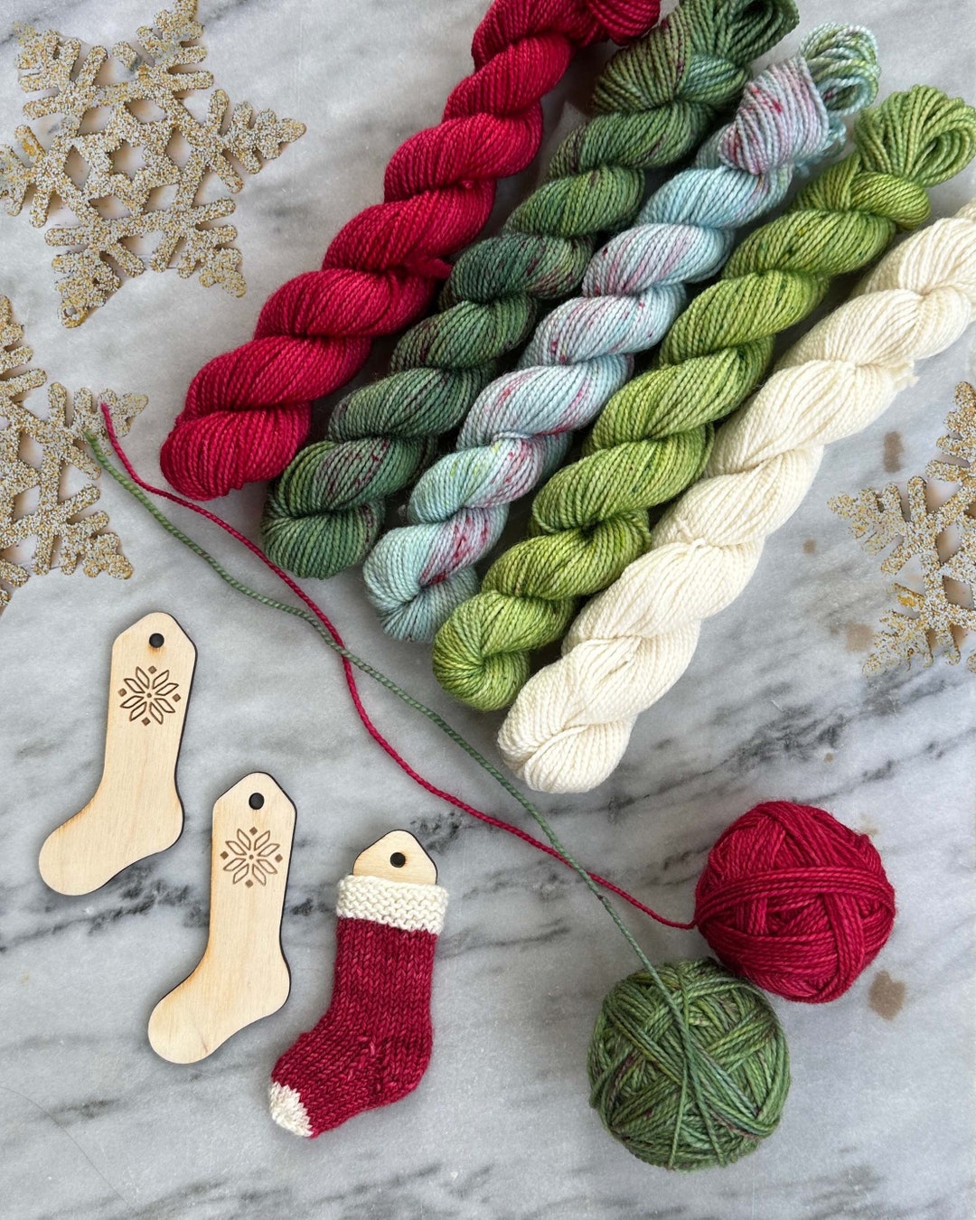 Sparkle Mini Skein Yarn Set Festive Hand-dyed Sock Yarn in - Etsy