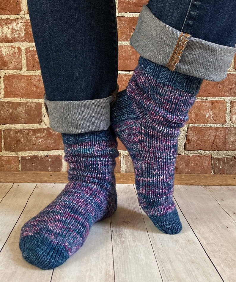 Thick Sock Knitting Pattern PDF Double Exposure Marled Socks - Etsy