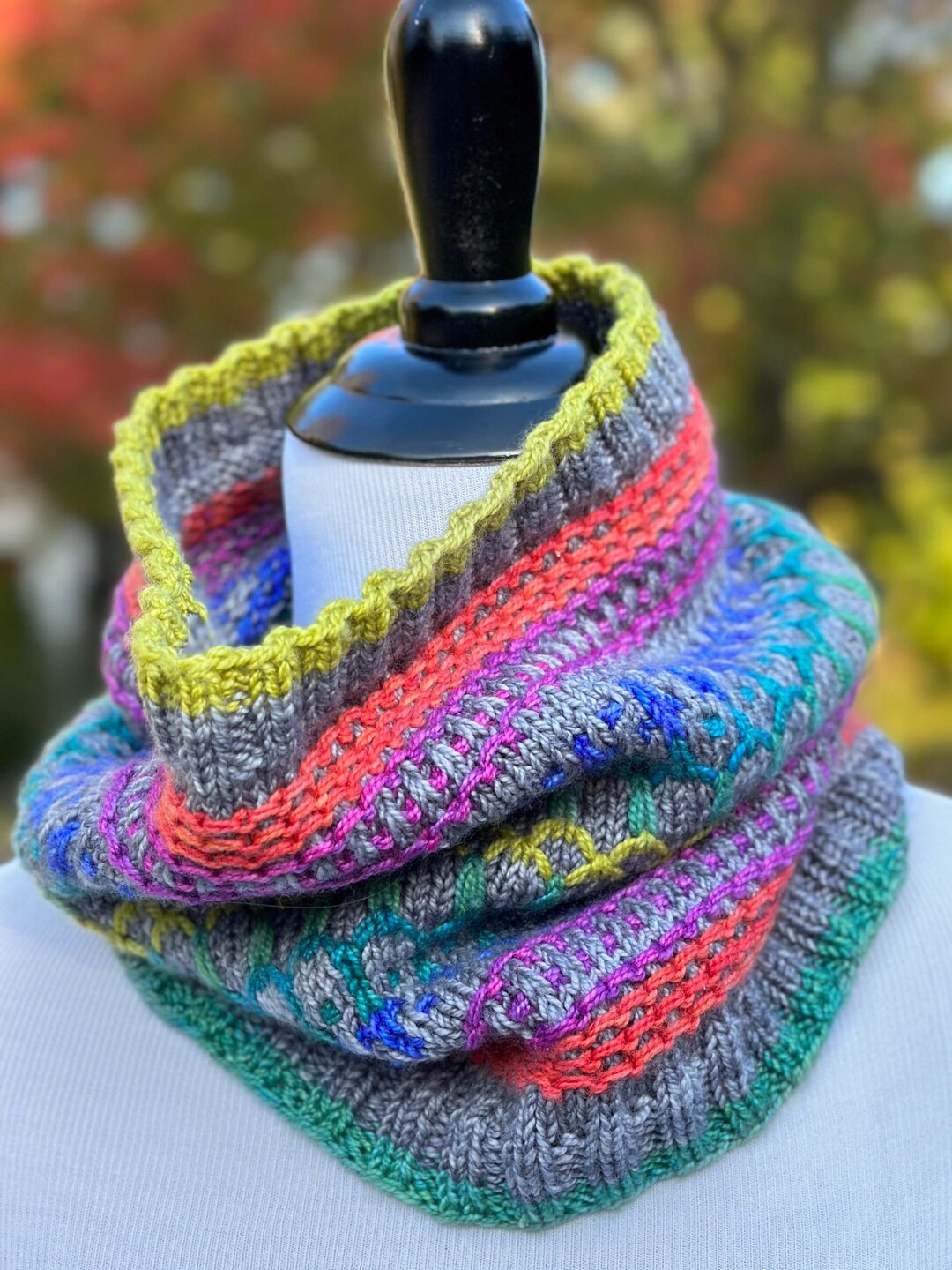 Slip Stitch Mosaic Cowl Knitting Pattern: Mini Skein Colorwork (PDF) - Etsy