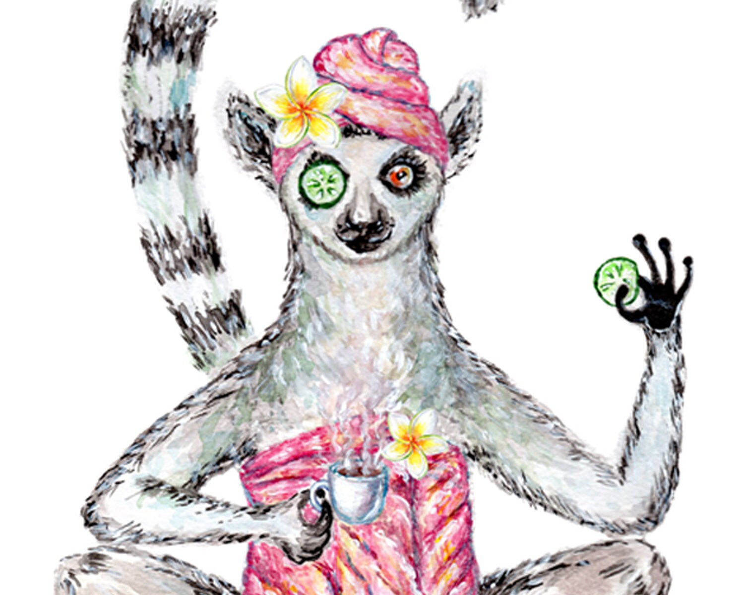 Lemur Illustration Animal Wall Art Spa Salon Decor Funny Lemur Poster ...