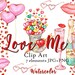 Love Clipart I Love You Clipart Wedding Clipart Pink Watercolor Hearts Clipart Wedding ...