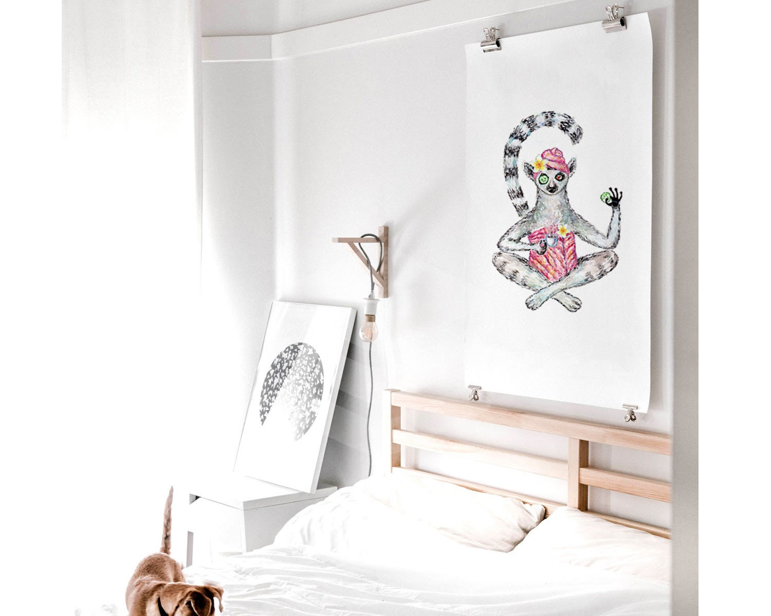 Lemur Illustration Animal Wall Art Spa Salon Decor Funny Lemur Poster ...