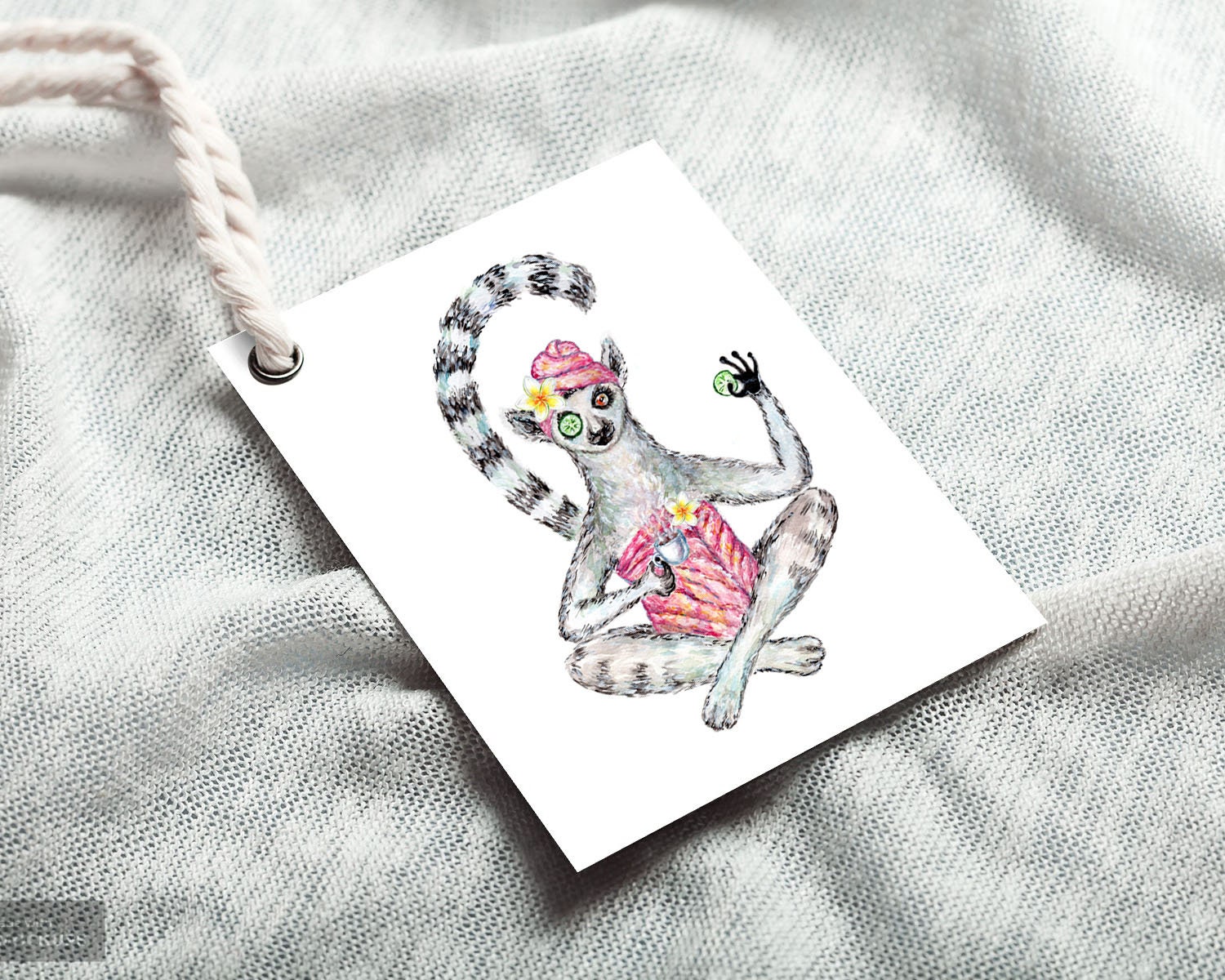 Lemur Illustration Animal Wall Art Spa Salon Decor Funny Lemur Poster ...