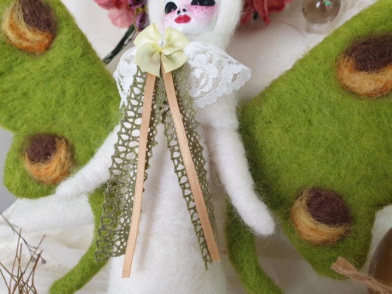 Needle Felt Luna Moth Fairy Art Doll Sculpture Whimsical Cottagecore ...