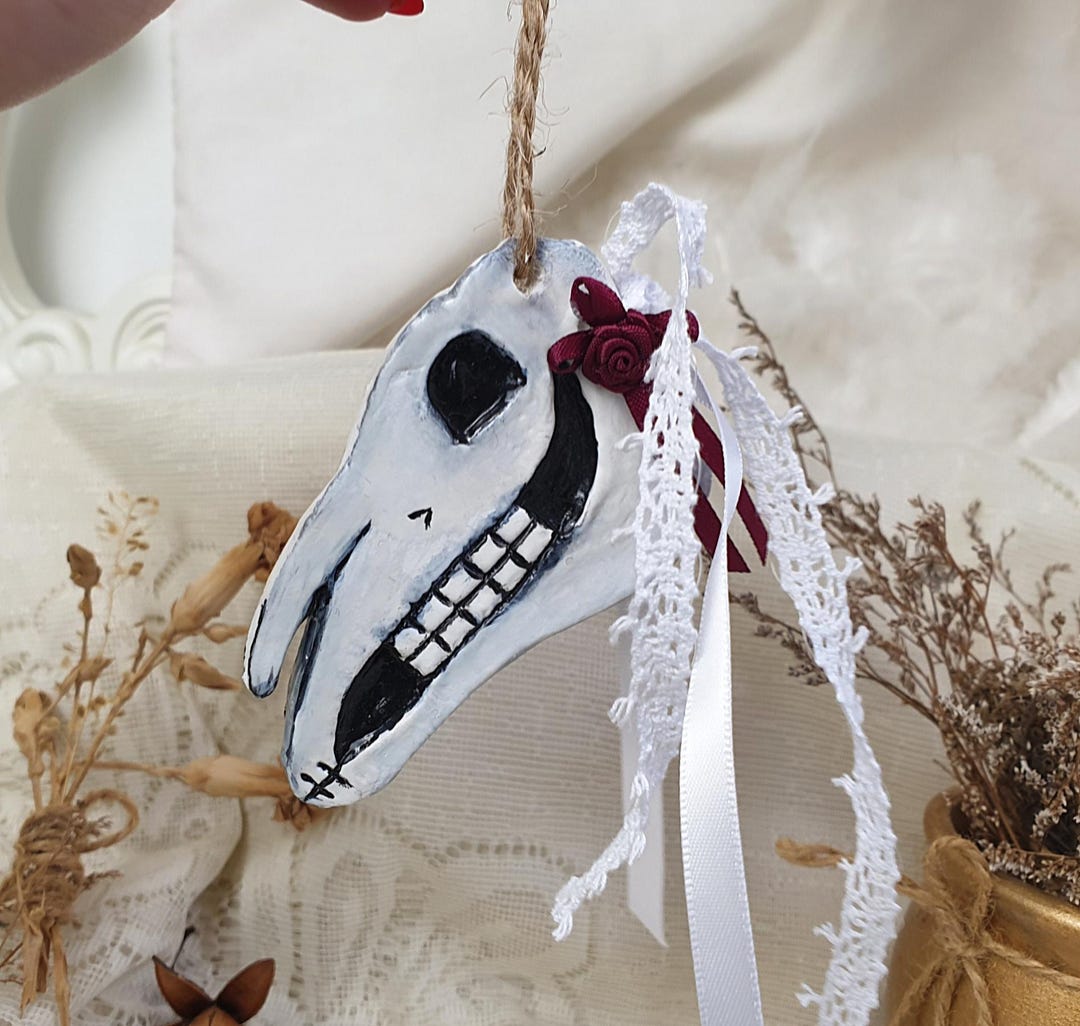 Ceramic Mari Lwyd Horse Skull Hanging Ornament Decoration Welsh Pagan ...