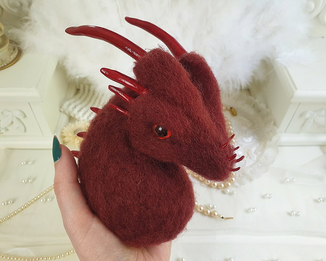 Handmade Dragon Bust Red Welsh Dragon Needle Felt - Etsy