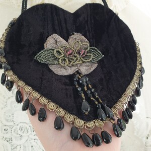 Gorgeous Antique Edwardian Victorian Velvet Beaded Heart Shape Bag ...