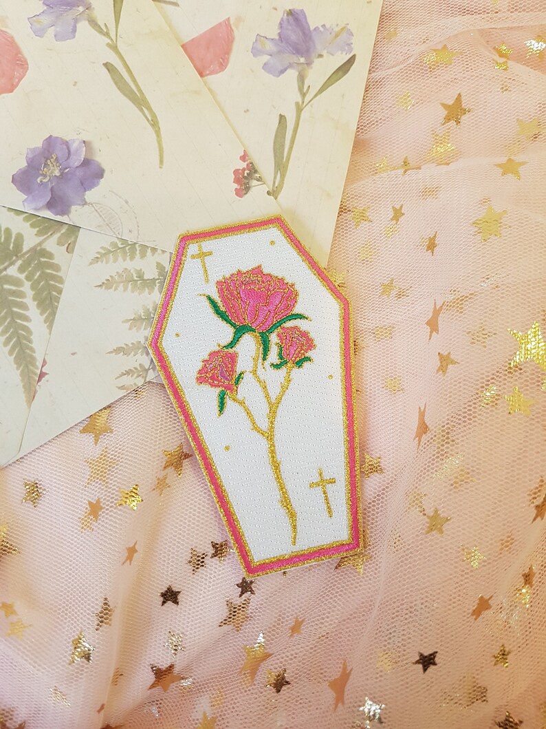 Until Death Rose Coffin Embroidery Patch Pastel Goth - Etsy
