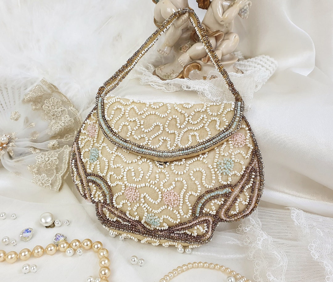 Gorgeous Antique Beaded Evening Bag Antique Bridal Purse Mermaidcore ...