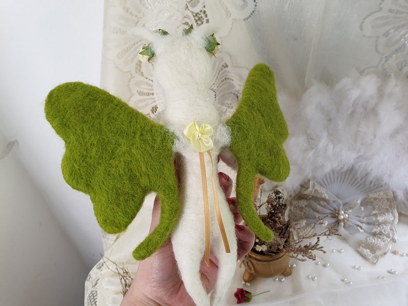 Needle Felt Luna Moth Fairy Art Doll Sculpture Whimsical Cottagecore ...
