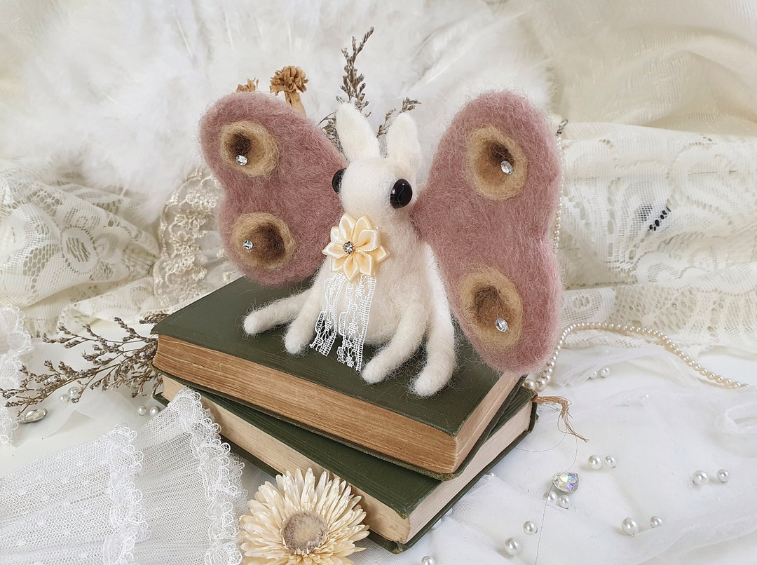 Cute Pastel Pink Purple Silk Moth Plush Ornament One of a Kind Art Doll ...