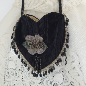 Gorgeous Antique Edwardian Victorian Velvet Beaded Heart Shape Bag ...
