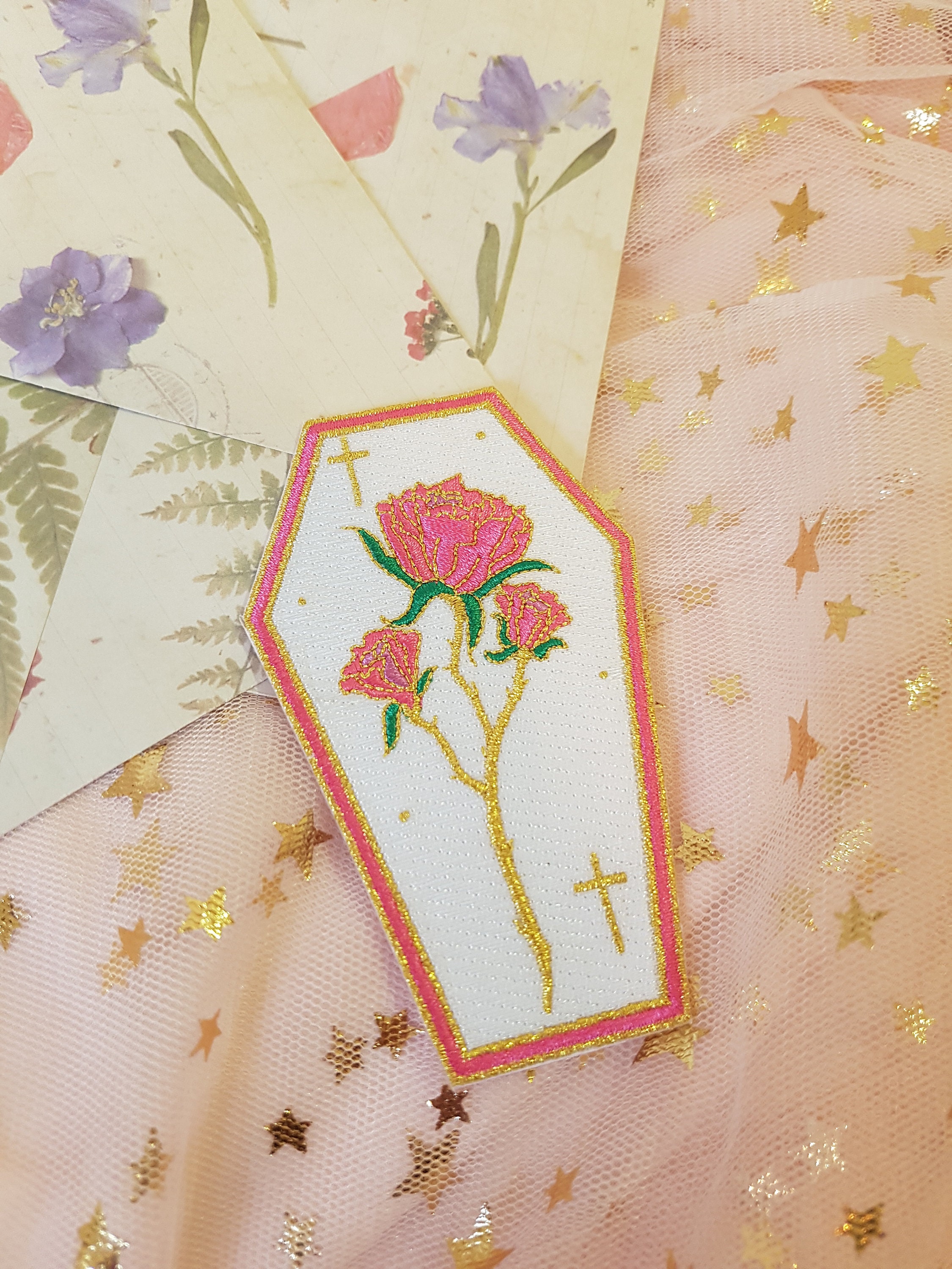 Until Death Rose Coffin Embroidery Patch Pastel Goth - Etsy