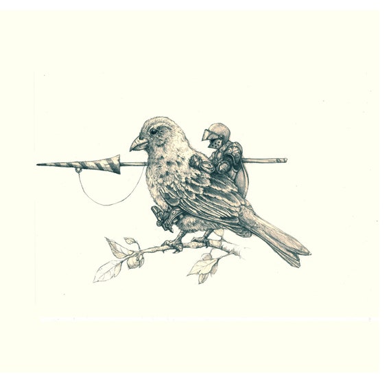 Original Drawing knight on A Sparrow Pencil | Etsy