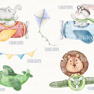 Watercolor Cute Pilot Animals, Airplan Nursery Art, Png - Etsy