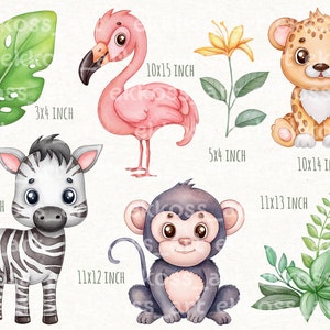 Watercolor Safari Animals Clipart, PNG Jungle Clipart, Digital Download ...