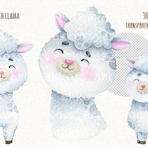 Llama Watercolor Clipart, Cute Alpacas PNG - Etsy
