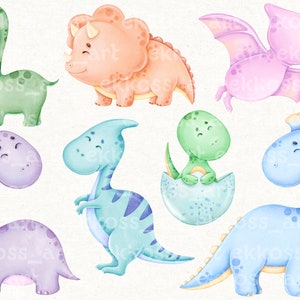 Watercolor Dinosaur Clipart, Digital Stickers, Instant Download ...