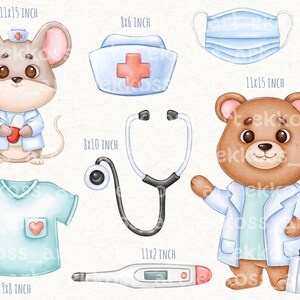 Doctor Animal Watercolor Clipart, Medical Clip Art, Png - Etsy