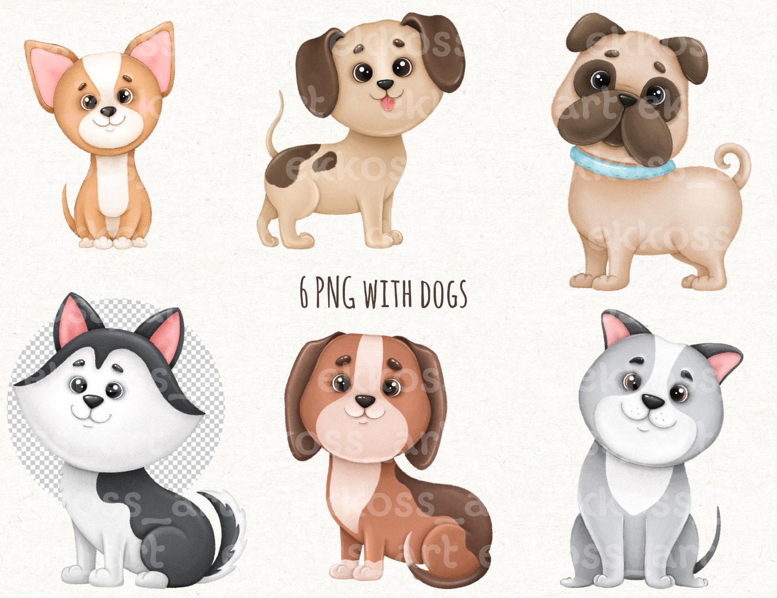Cute Dog Clipart PNG, Puppies Digital Illustrations, Digital Download ...
