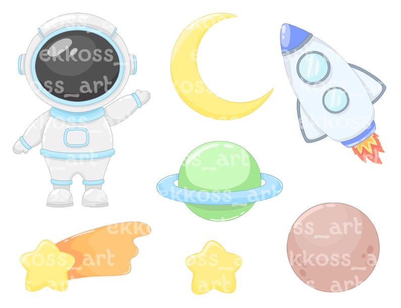 Astronaut and Space EPS Clipart, Space Vector Print, Instant Download ...