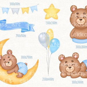 Sleeping Bear Clipart, Baby Shower Boy Png - Etsy