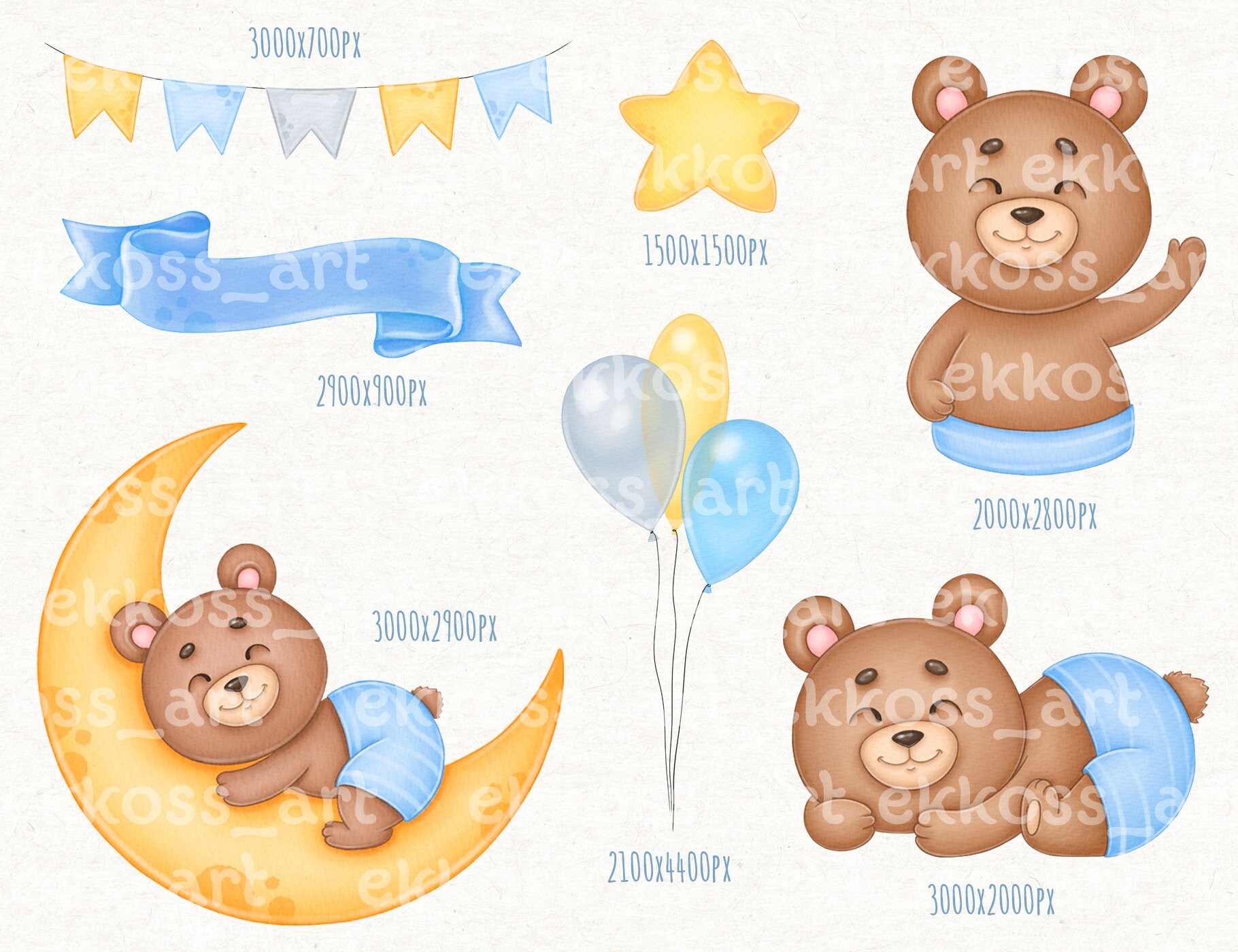 Sleeping Bear Clipart Baby Shower Boy Png - Etsy