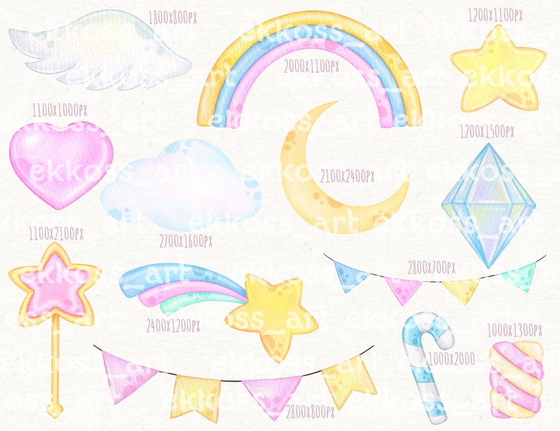 Watercolor Unicorn Clipart, Rainbow Clip Art, Unicorn Birthday, Instant ...