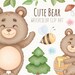 Cute Bear and Bee Watercolor Clipart, Instant Download, Digital Png ...