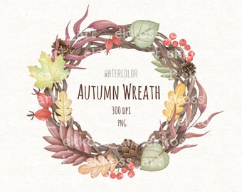 Fall Autumn Clipart Watercolor Clipart Watercolor Wreath - Etsy