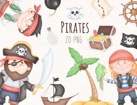 Cute Pirates Children Clipart Ocean Watercolor Clipart | Etsy