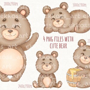 Cute Bear and Bee Watercolor Clipart, Instant Download, Digital Png ...