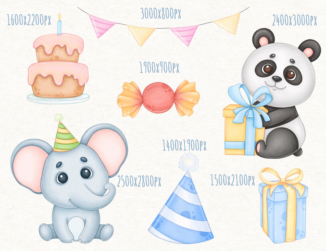 Birthday Animals Clipart Funny Birthday Party PNG - Etsy