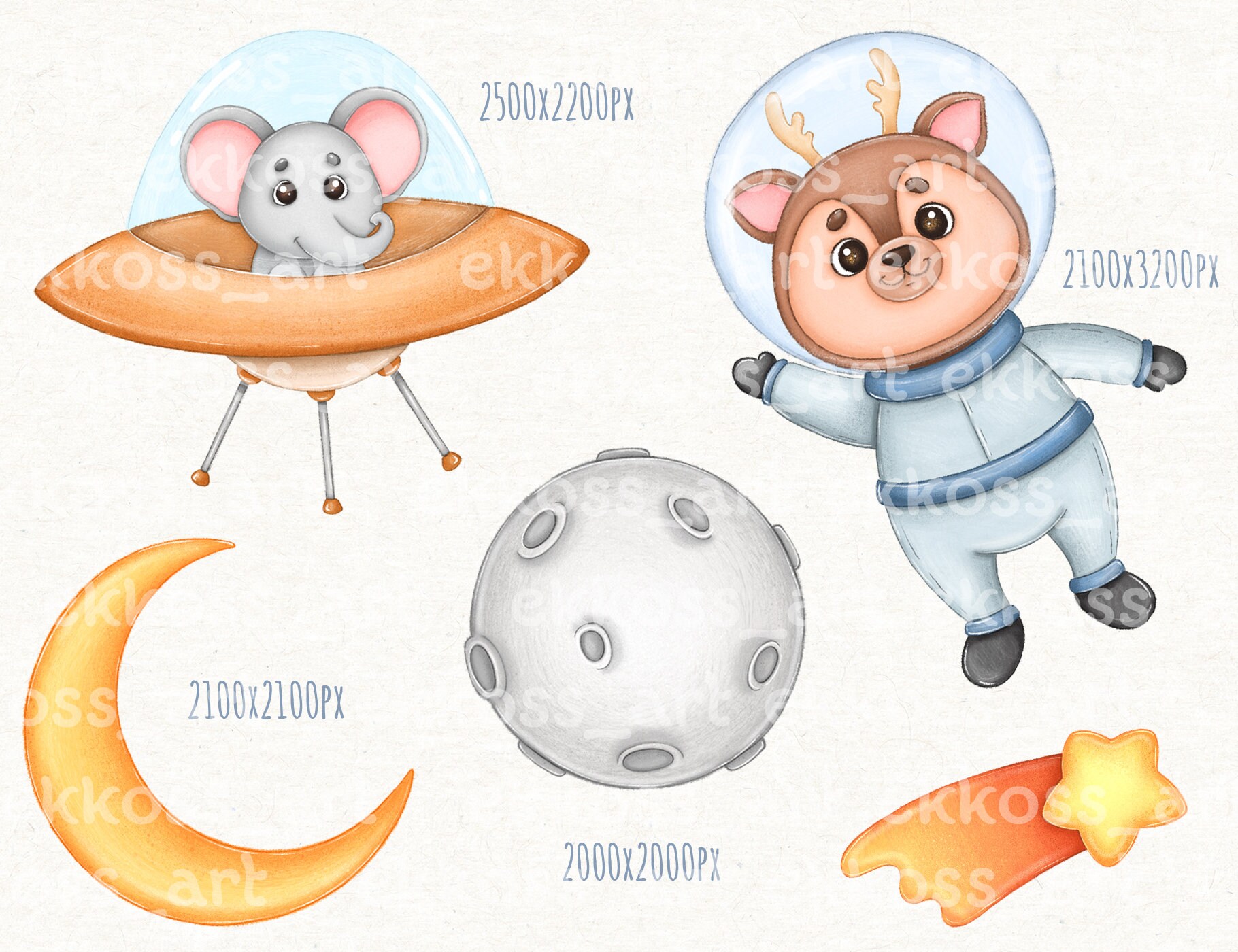 Cute Space Animals Astronaut Clipart PNG - Etsy