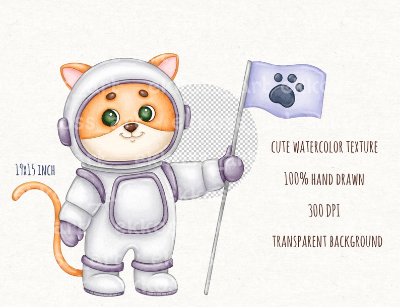 Space Animals Astronaut Watercolor Clipart Space Nursery PNG - Etsy