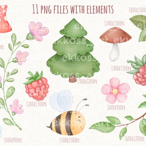 Cute Bear and Bee Watercolor Clipart, Instant Download, Digital Png ...