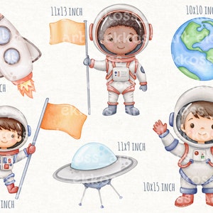 Astronaut Children Watercolor Clipart, Space Clipart PNG - Etsy