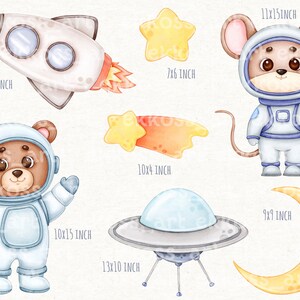 Space Animals Astronaut Watercolor Clipart, Space Nursery PNG - Etsy